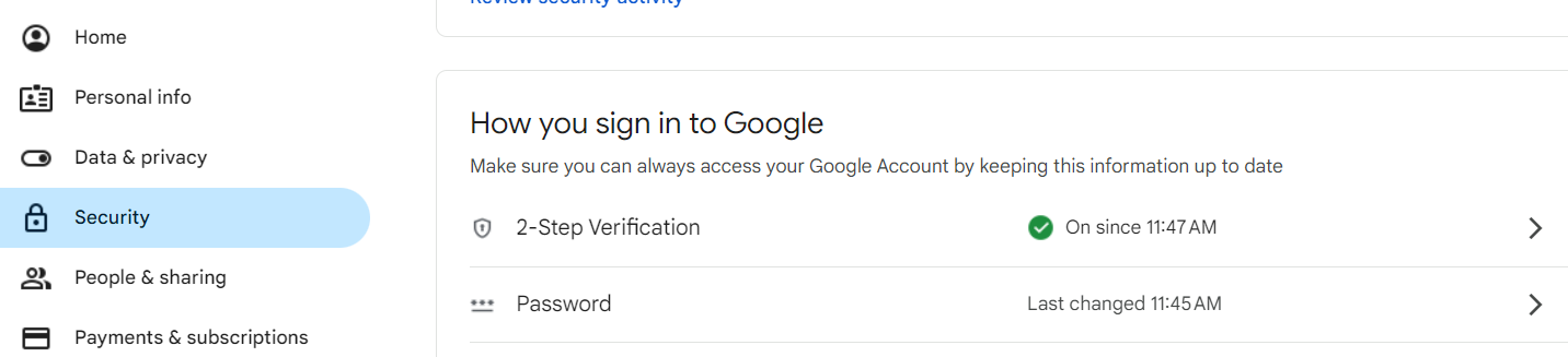 Google - Two-Factor Authentication (2FA) + creating App Passwords with OAuth