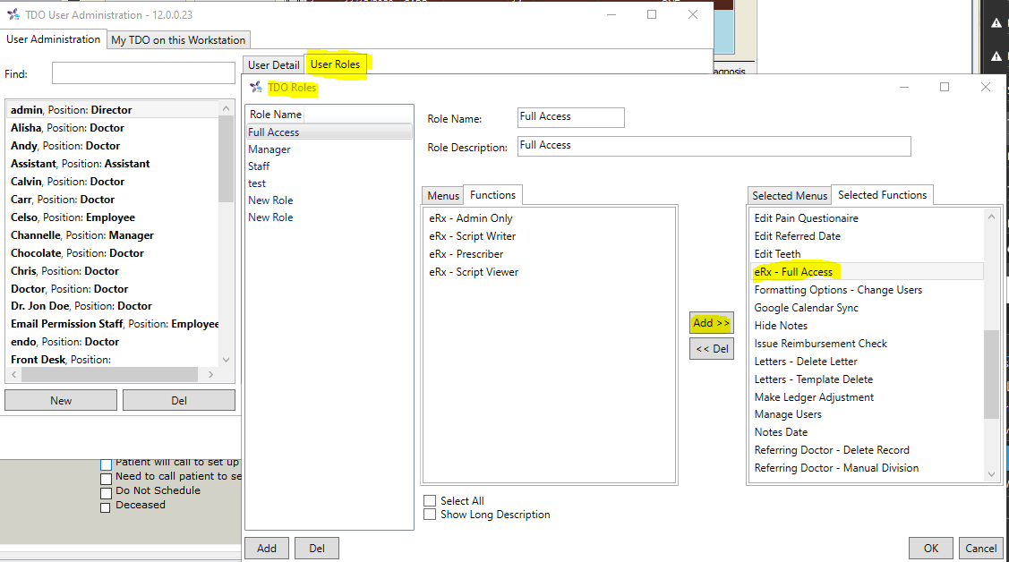 eRx: Electronic Prescriptions through TDO