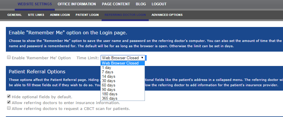 Enable "Remember Me" for Referring Doctors on your website