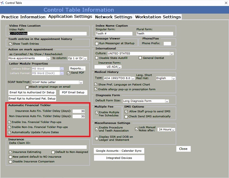 Financial Tickler overview